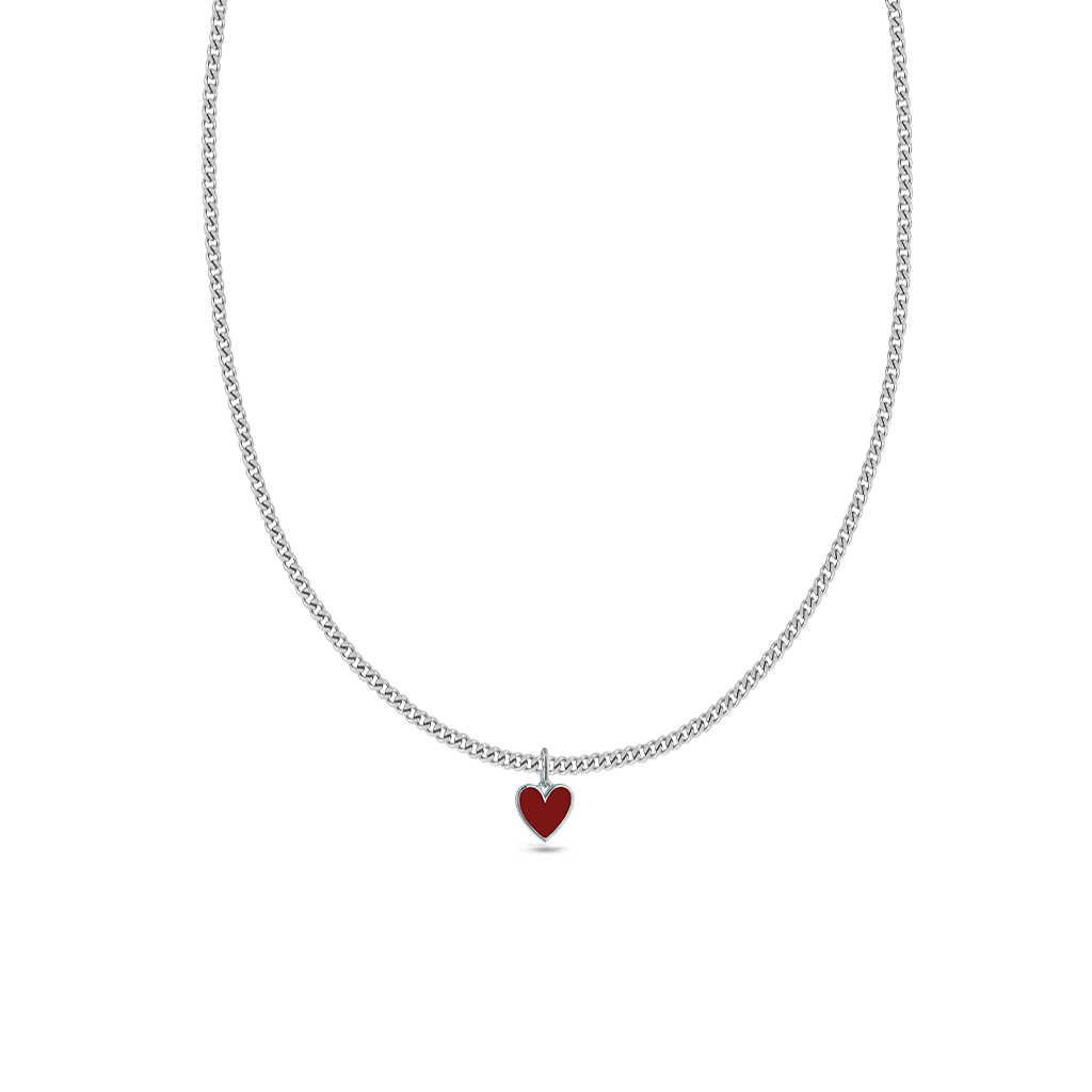 RED HEART CHAIN - CURB - 3MM SILBER – fafe collection
