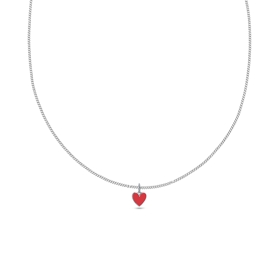 FIRE RED HEART CHAIN - BASIC - 55 SILBER – fafe collection