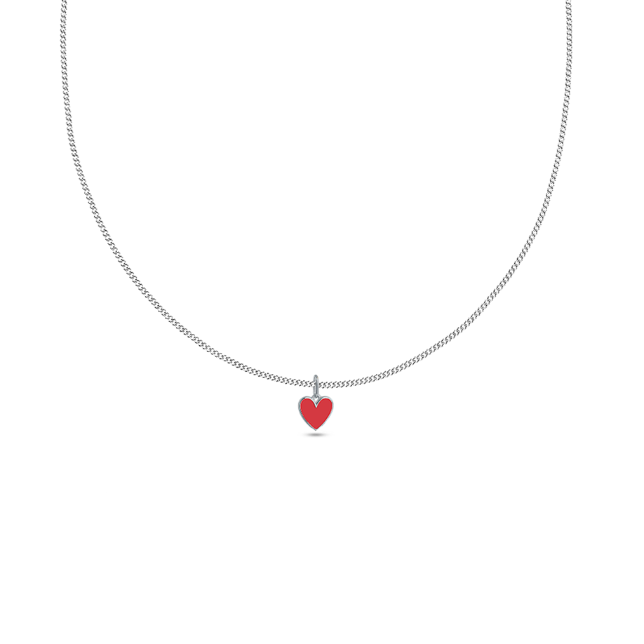 FIRE RED HEART CHAIN - BASIC - 42 SILBER – fafe collection