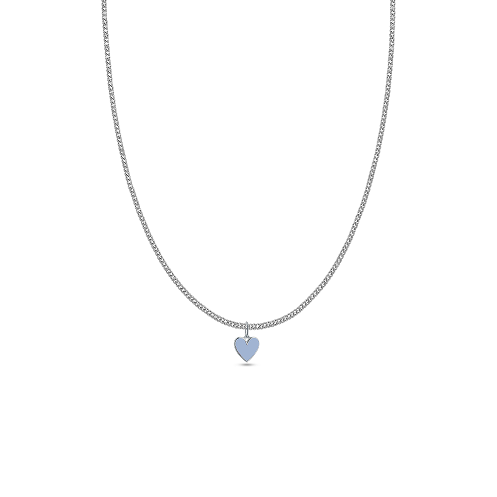 BABY BLUE HEART CHAIN - BOLD BASIC SILBER – fafe collection