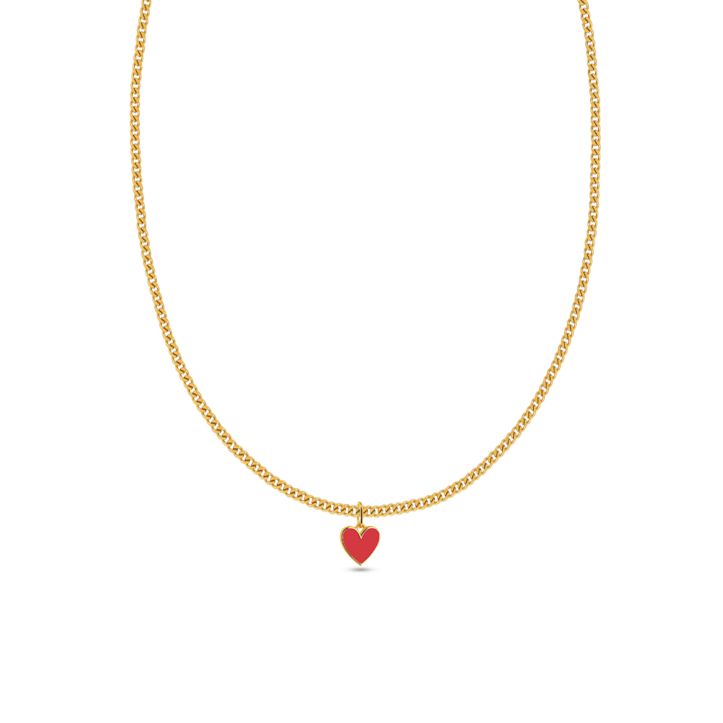 FIRE RED HEART CHAIN - CURB - 3MM – fafe collection