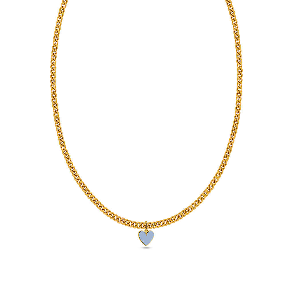 BABY BLUE HEART CHAIN - CURB - 4MM – fafe collection