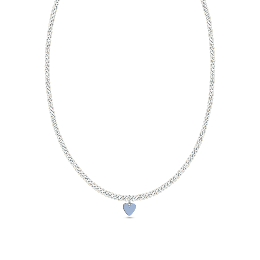 BABY BLUE HEART CHAIN - CURB - 4MM SILBER – fafe collection