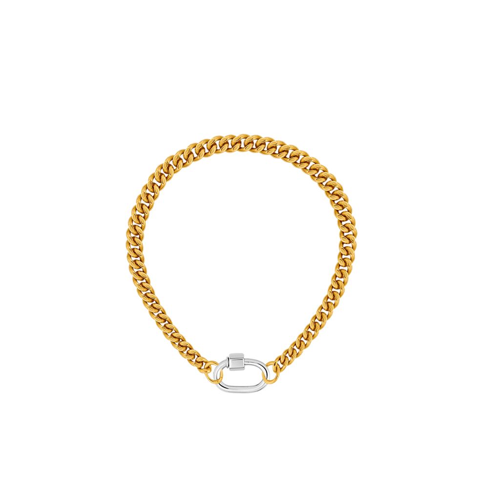 LOCK BRACELET - CURB MINI GOLD-SILBER – fafe collection
