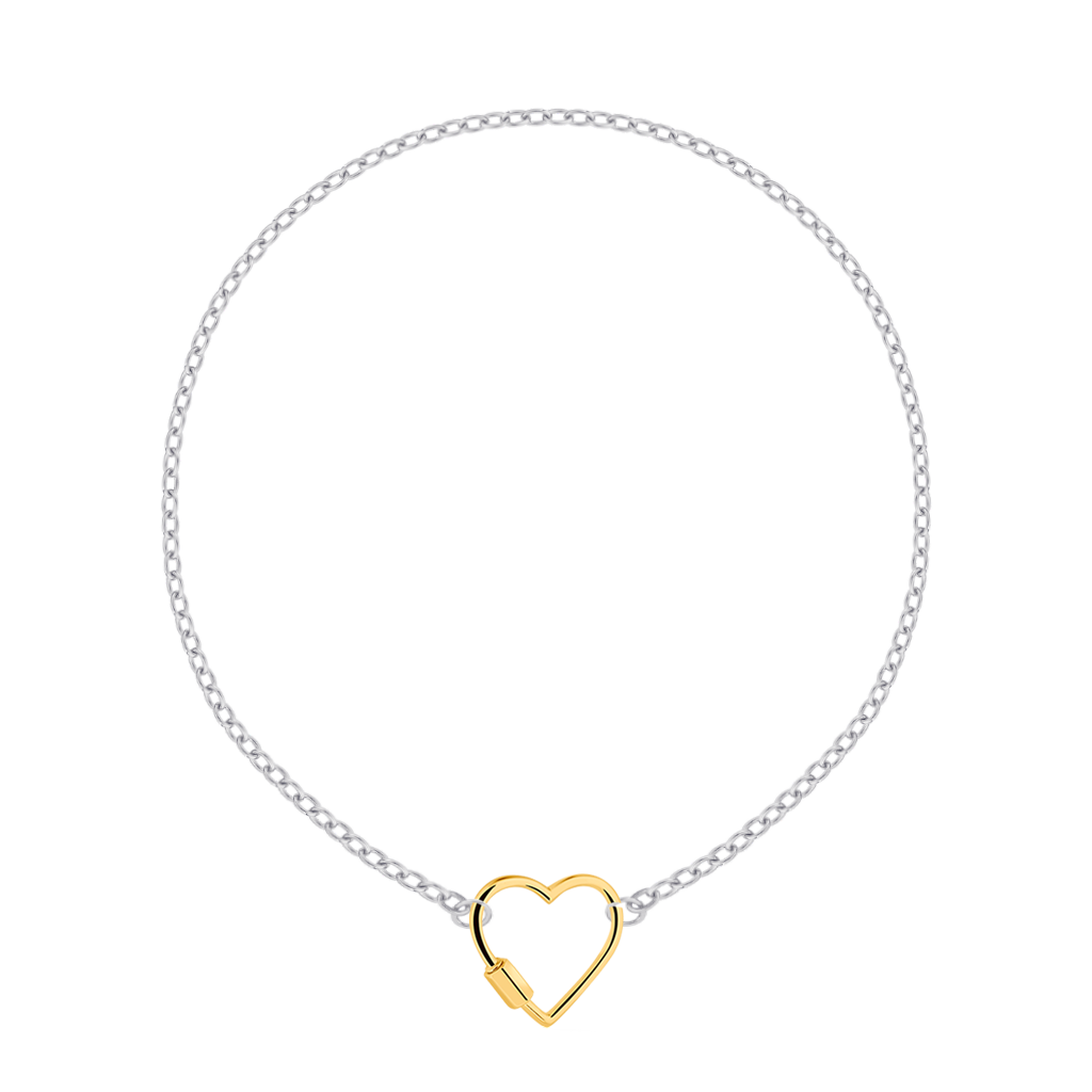 HEART LOCK CHAIN - LIV 45 SILBER-GOLD – fafe collection